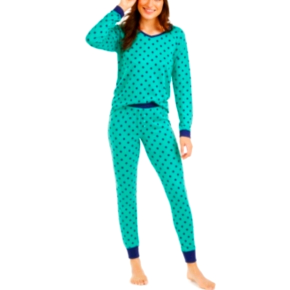 Jenni | Intimates & Sleepwear | Jenni Knit Pajama Set Green Blue Sz ...
